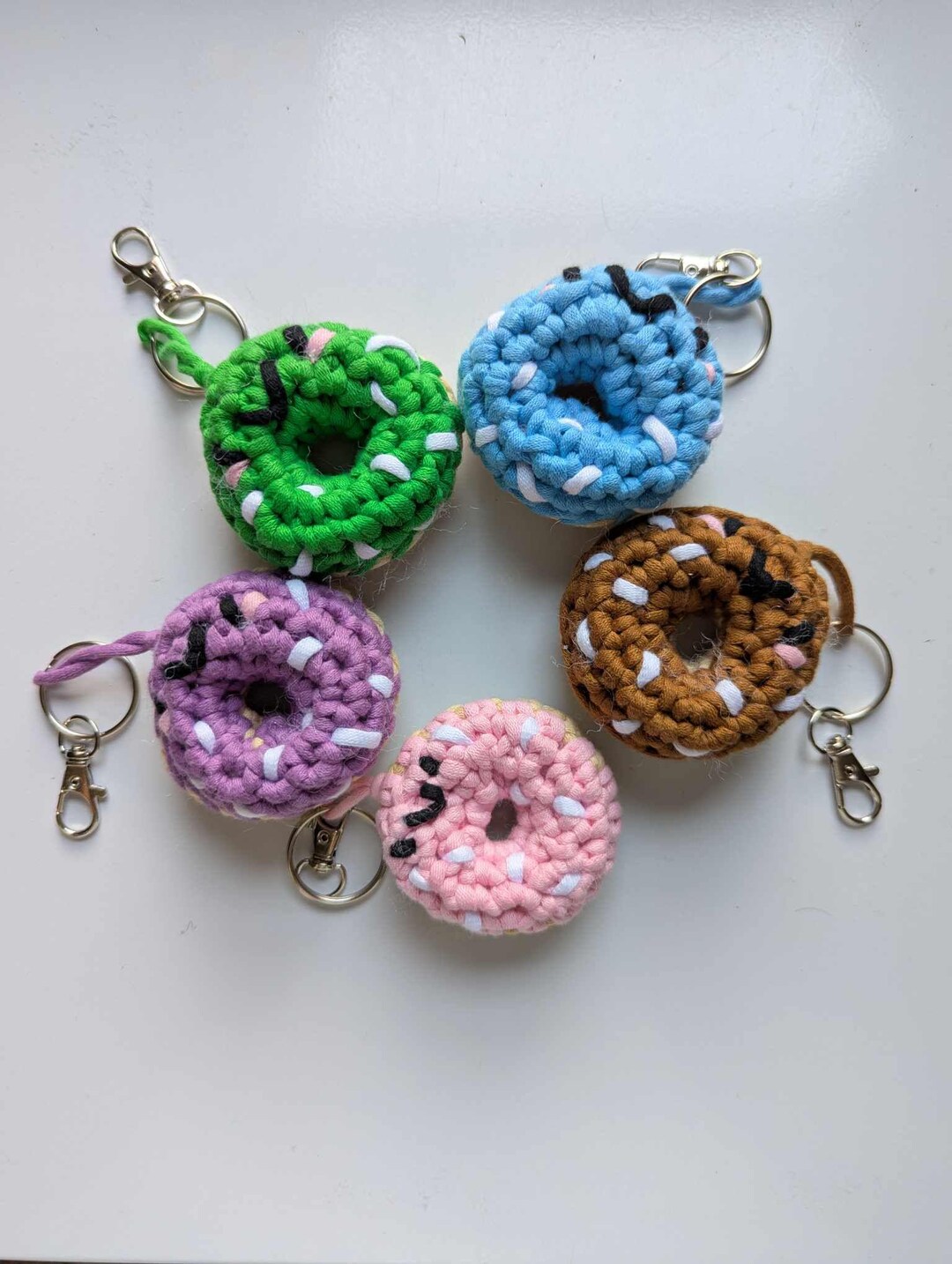 Cute Donut 2.5" Crochet Keychain - Amigurumi - Etsy