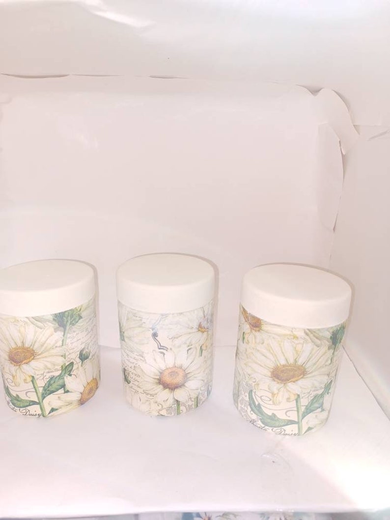 Original 3 Upcycled Beautiful Decorated Storage Tins Decorated With ...