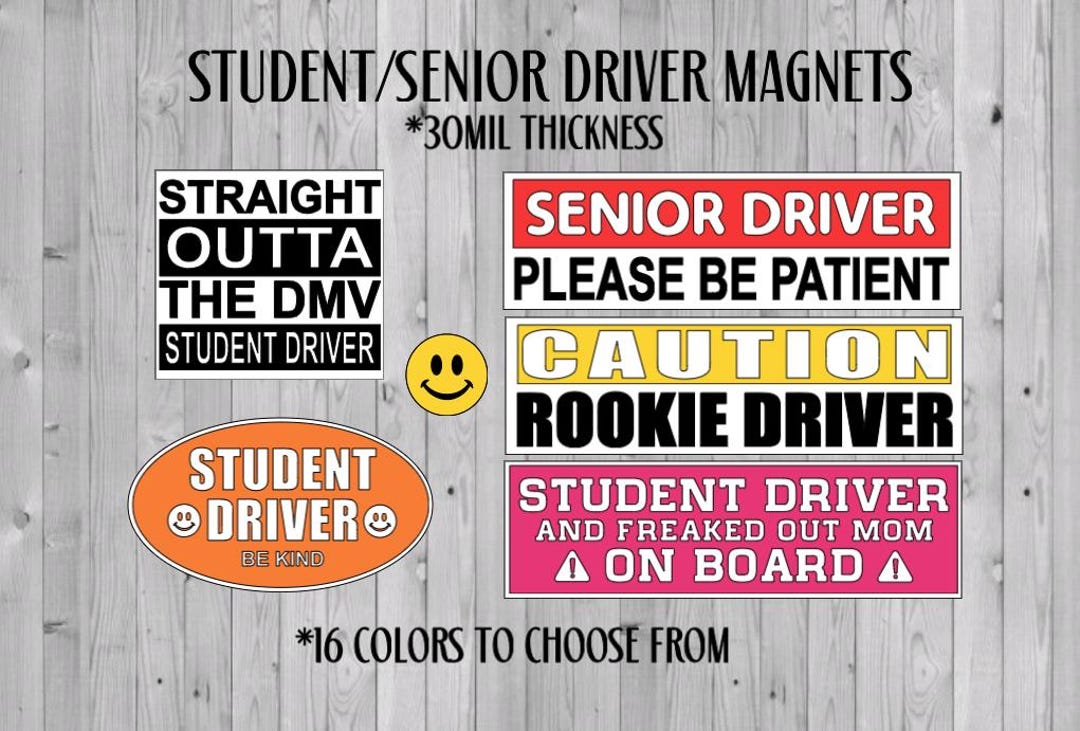 Student and Senior Driver Car Magnets - Etsy