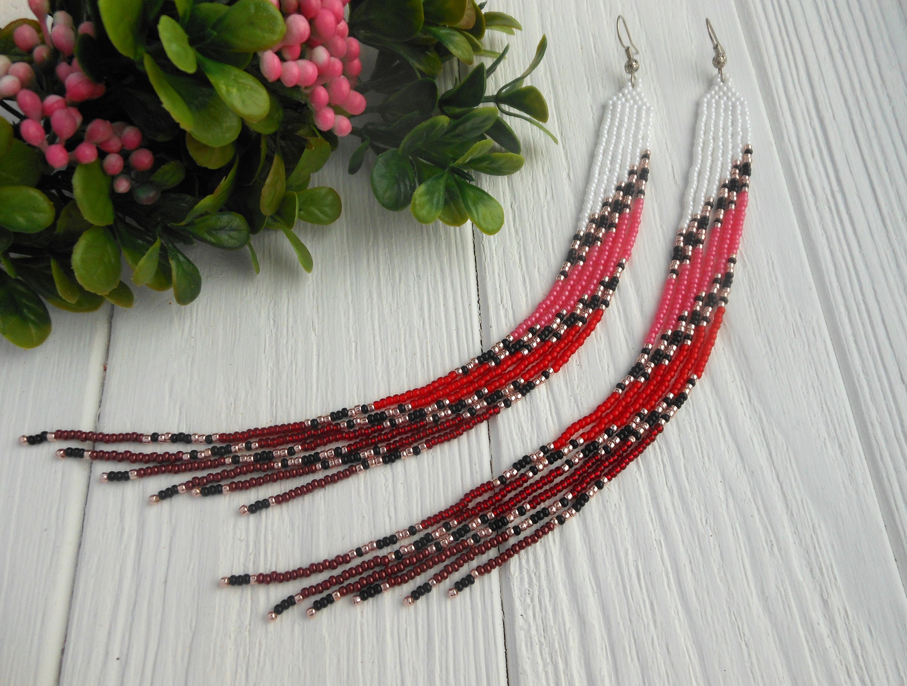 Seed Bead Earring Dangle Christmas Gift Beaded Jewelry - Etsy