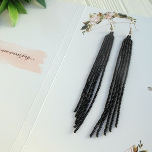 Black Earrings Dangle , Minimalist Black Beaded Earrings for Women ...