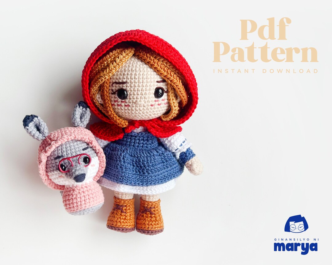Crochet Doll Amigurumi Pattern Red Riding Hood Girl, PDF Pattern ...