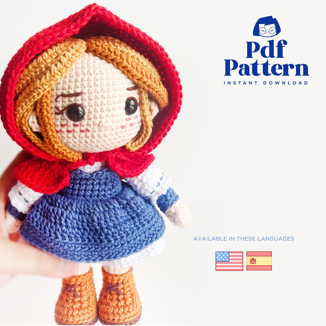 Crochet Doll Amigurumi Pattern Red Riding Hood Girl, PDF Pattern ...
