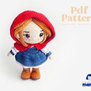 Crochet Doll Amigurumi Pattern Red Riding Hood Girl, PDF Pattern ...