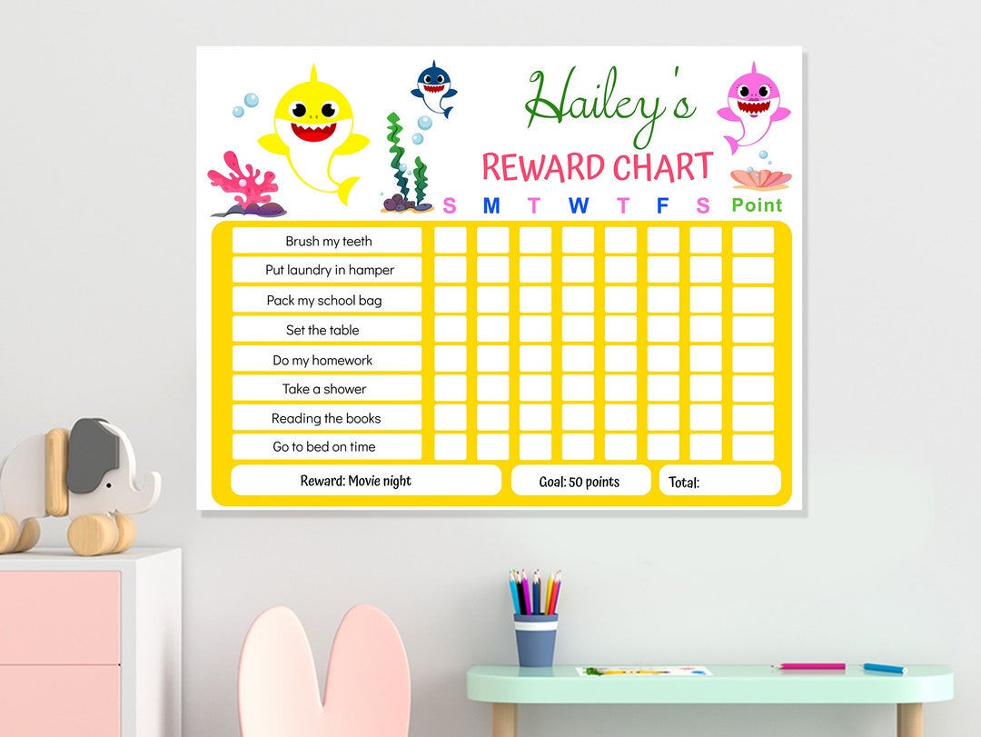 Baby Shark Kids Reward Chart, Behavior Chart, Reward Chart for Toddler ...