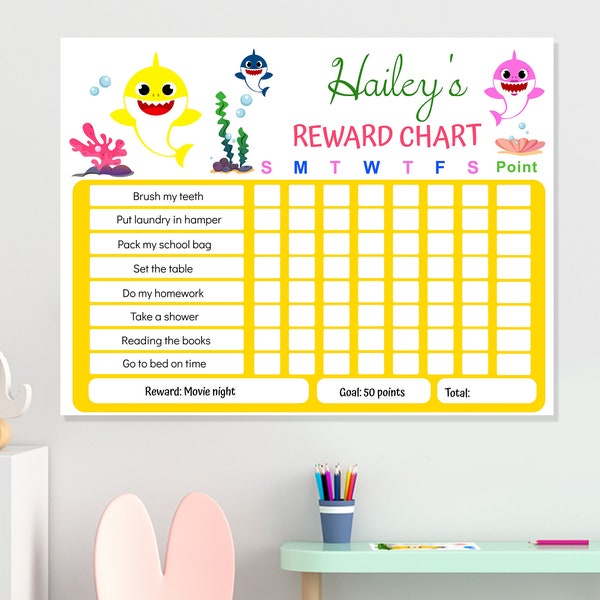 Baby Shark Printable Reward Chart - Etsy