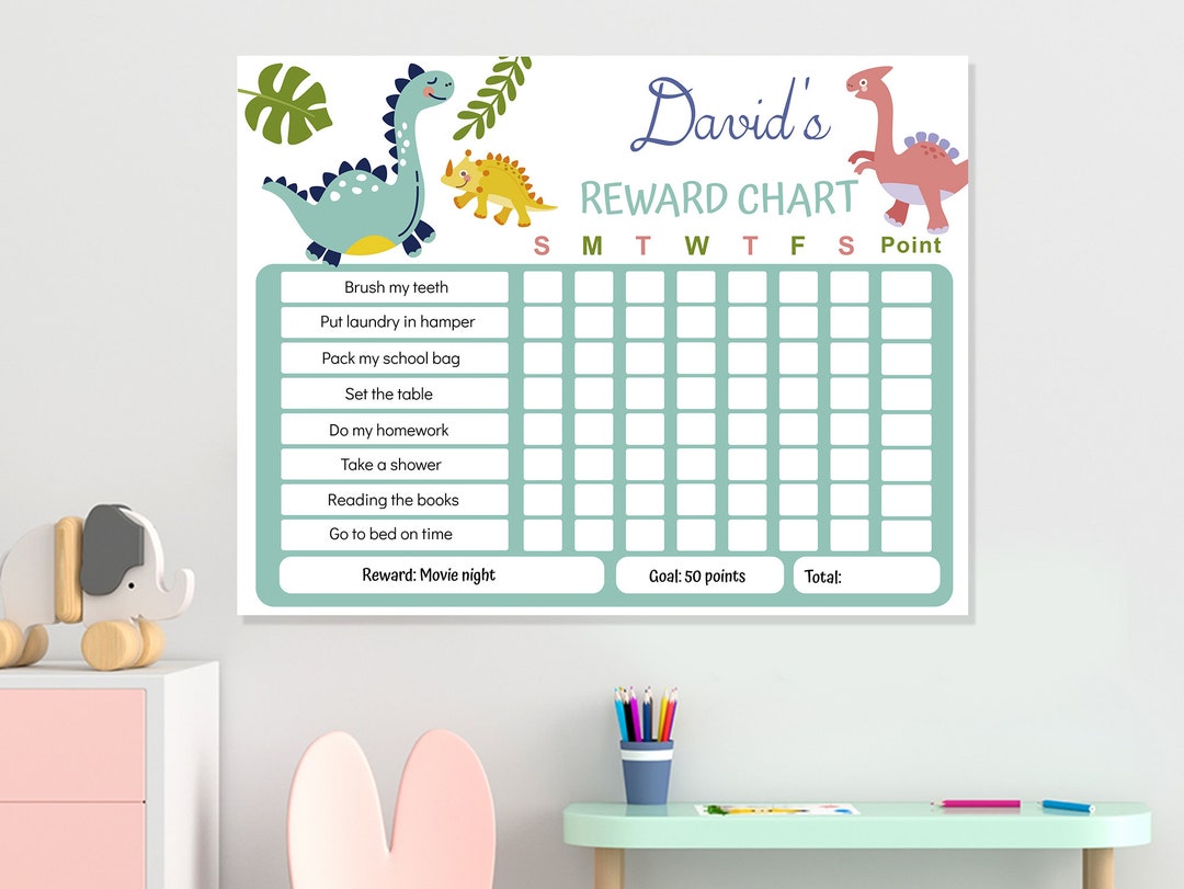 Dino Reward Chart, Dinosaur Behavior Chart, Reward Chart for Toddler or ...