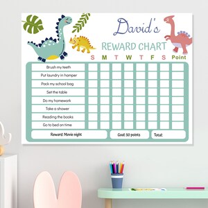 Dino Reward Chart, Dinosaur Behavior Chart, Reward Chart for Toddler or ...