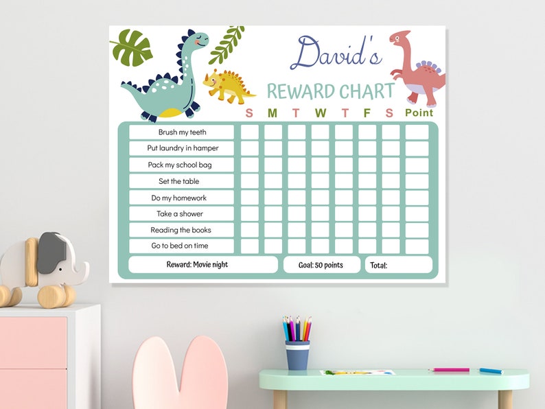 Dino Reward Chart, Dinosaur Behavior Chart, Reward Chart for Toddler or ...