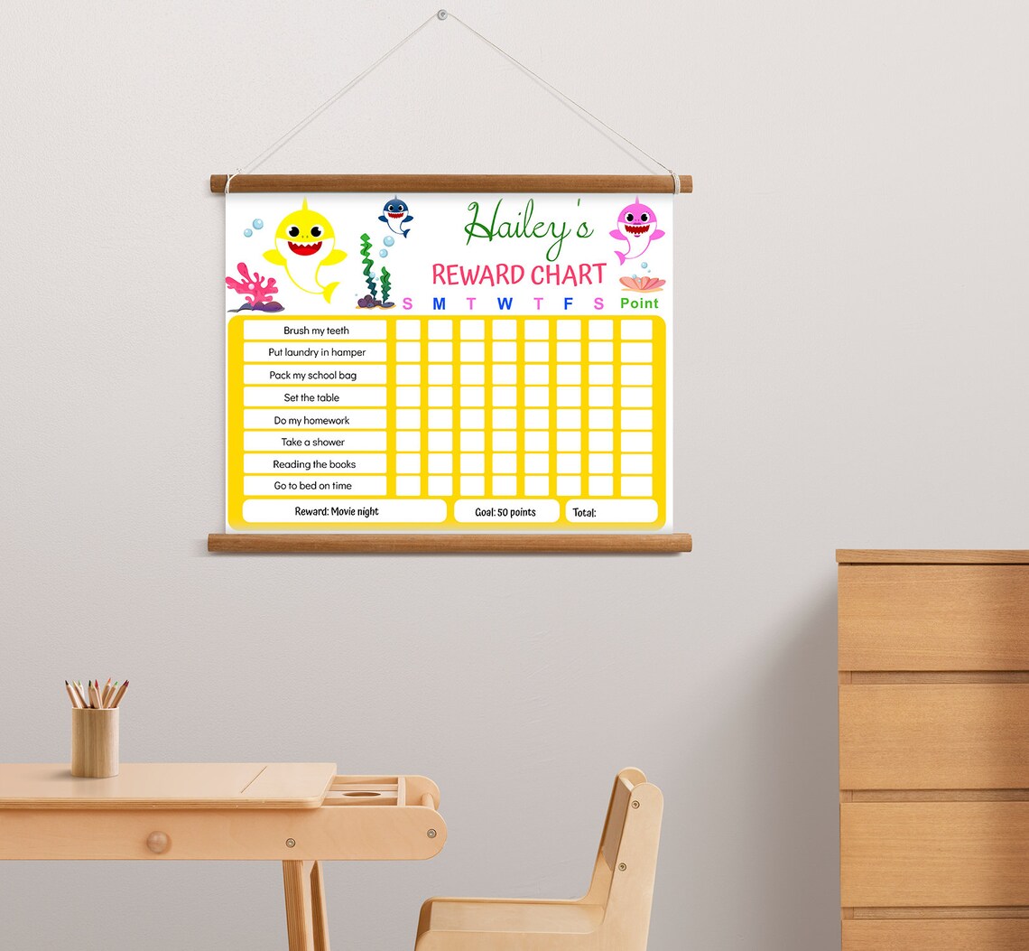 Baby Shark Kids Reward Chart, Behavior Chart, Reward Chart for Toddler ...