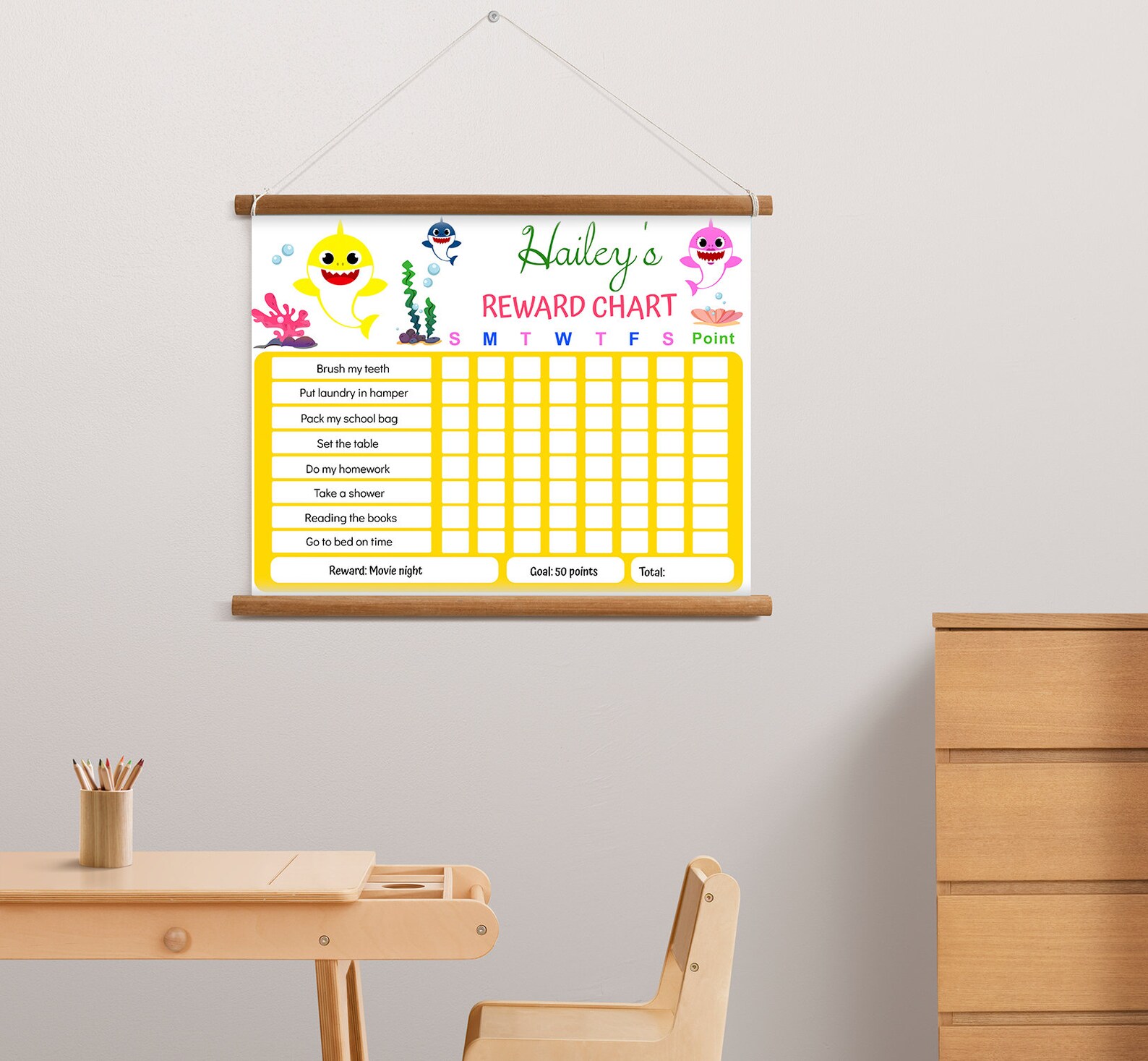 Baby Shark Kids Reward Chart, Behavior Chart, Reward Chart for Toddler ...