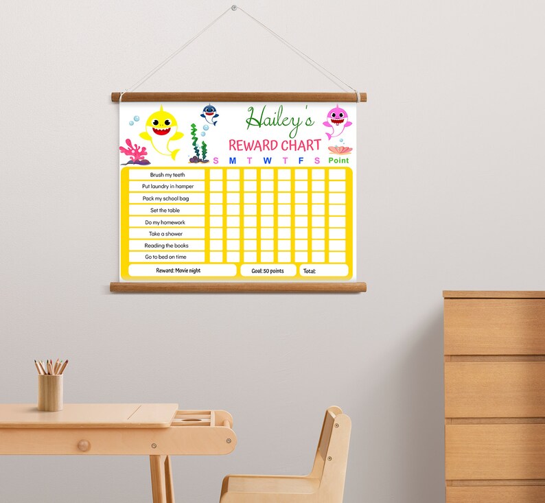 Baby Shark Kids Reward Chart, Behavior Chart, Reward Chart for Toddler ...