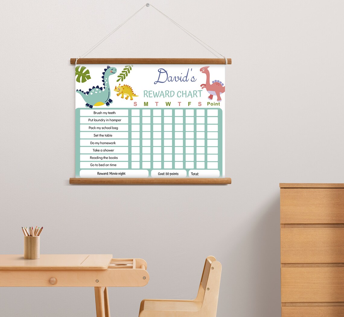 Dino Reward Chart, Dinosaur Behavior Chart, Reward Chart for Toddler or ...