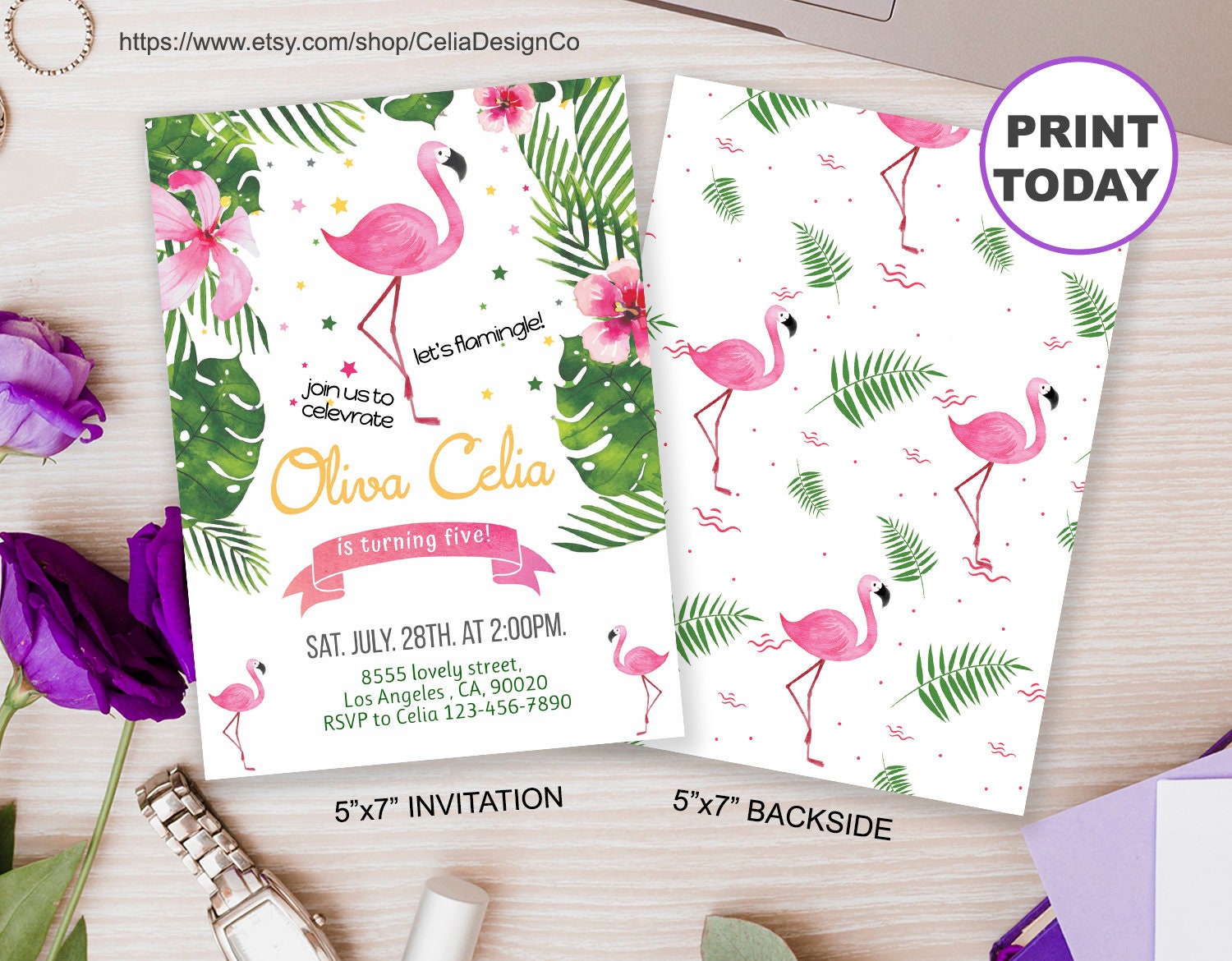 Flamingo Birthday Invitation, Flamingo Party, Pool Party, Pool Party ...