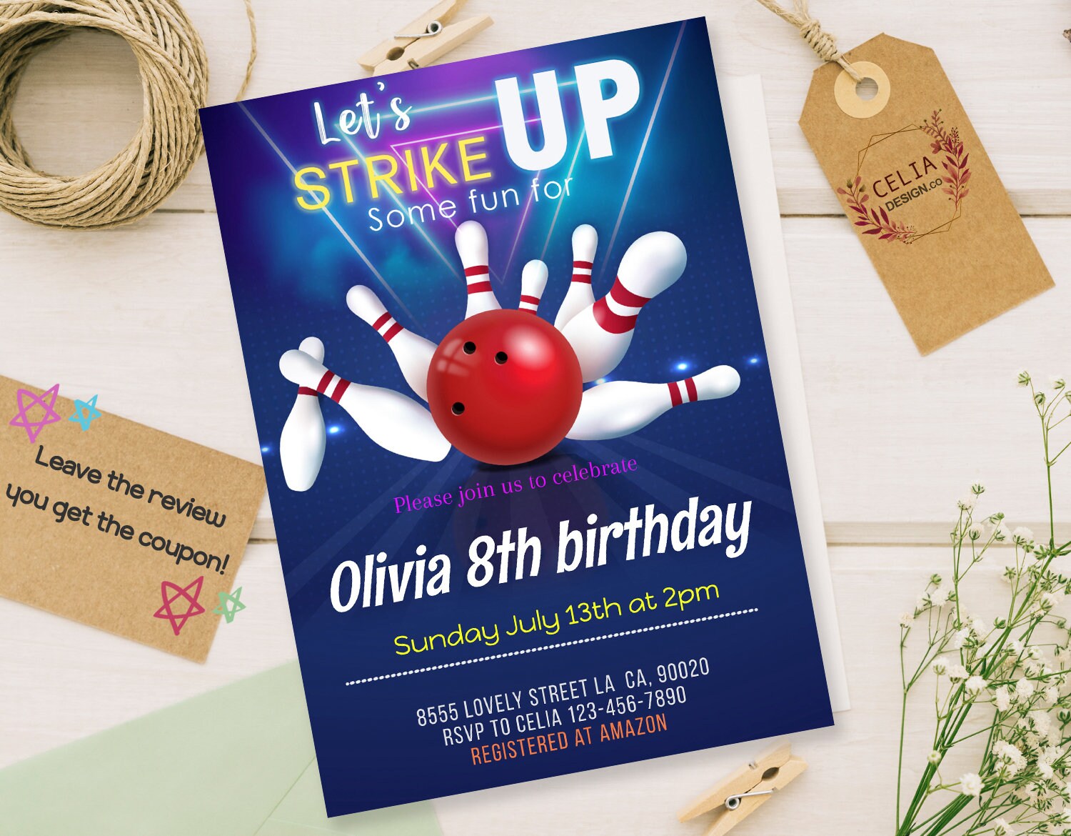 Editable Bowling Party Invitation, Bowling Birthday Invitation, Bowling ...