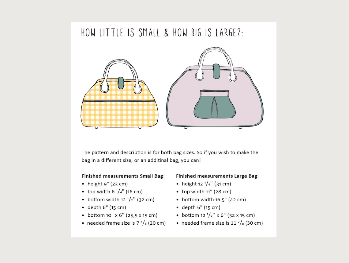 Carpet Bag Digital Sewing Pattern L With Pockets L Used for Tube Frame ...