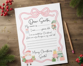 Letter to Santa Printable Digital Print for Kids - Etsy