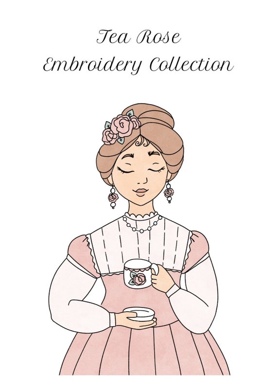 Tea Rose Embroidery Collection | Etsy