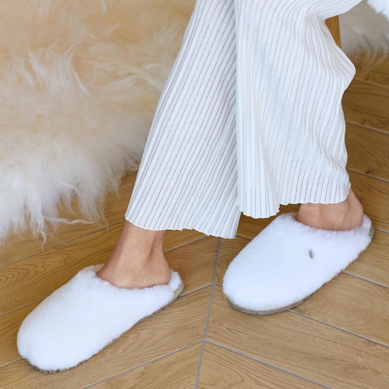 Handmade Sheepskin Mule Slippers MADISON: Women's Warm Wool Lined Shoes ...