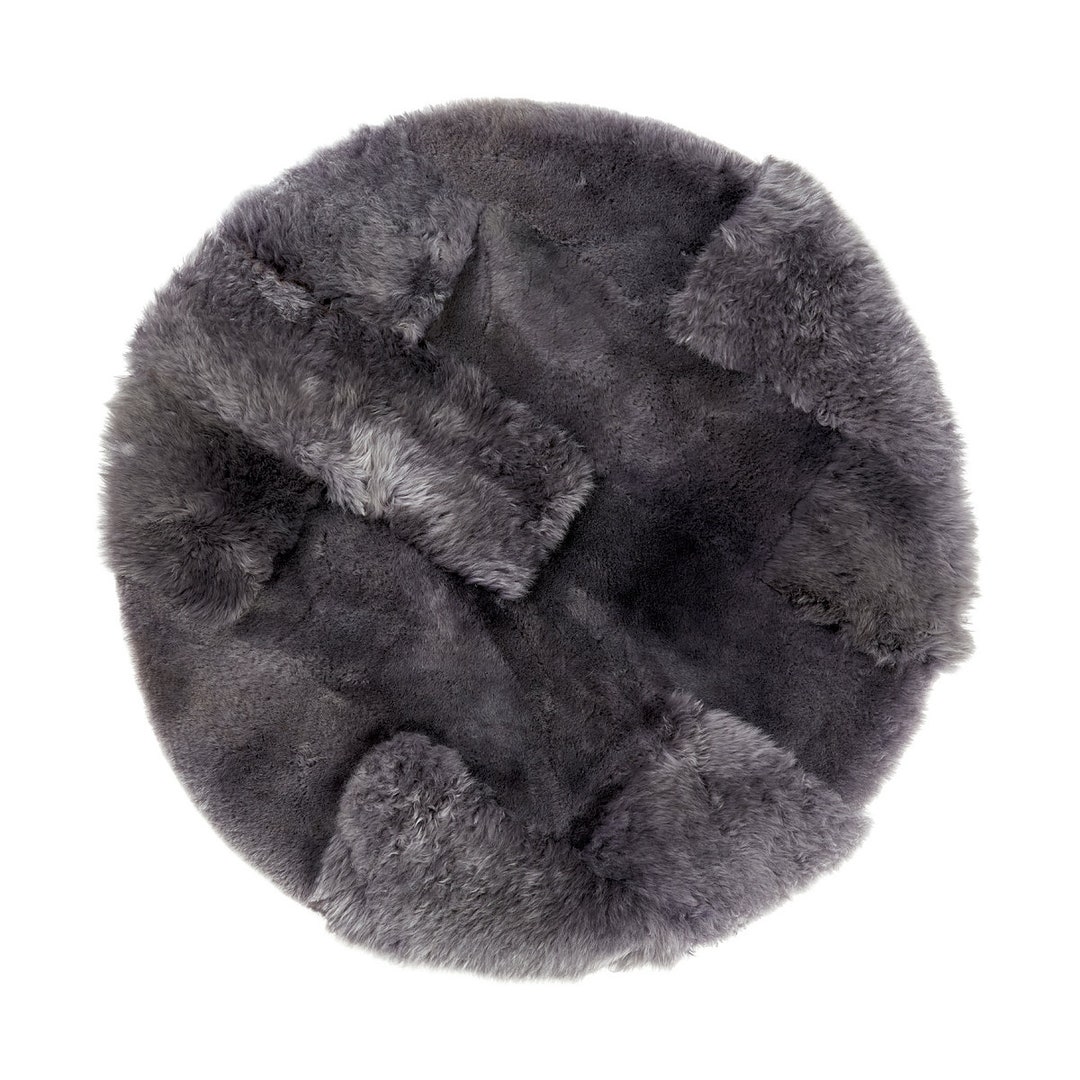 Luxury Unique Natural Sheepskin Round Grey Gray, 100% Genuine Sheepskin ...