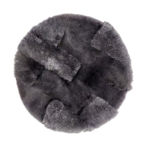 Luxury Unique Natural Sheepskin Round Grey Gray, 100% Genuine Sheepskin ...