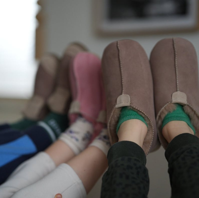 Kids Soft 100% Natural Sheepskin Booties Slippers 24-35, Soft Leather ...