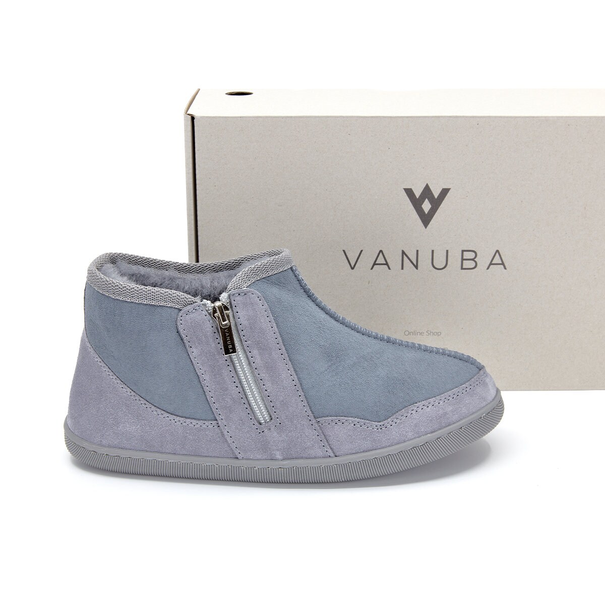Luxury Women's Sheepskin Slippers With Zipper 36-42, Warm Grey Home ...