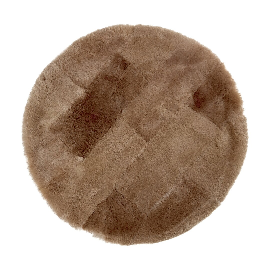 Luxury Round Rug Natural Sheepskin, Beige 100% Genuine Sheepskin ...