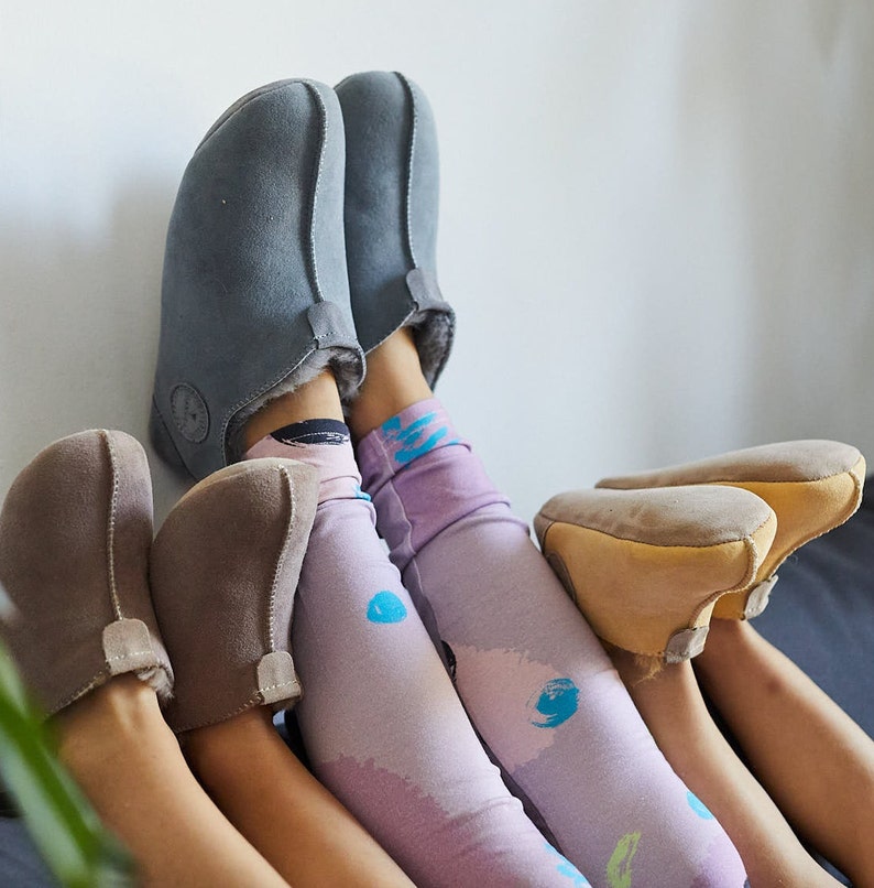 Kids Soft 100% Natural Sheepskin Booties Slippers 24-35, Soft Leather ...