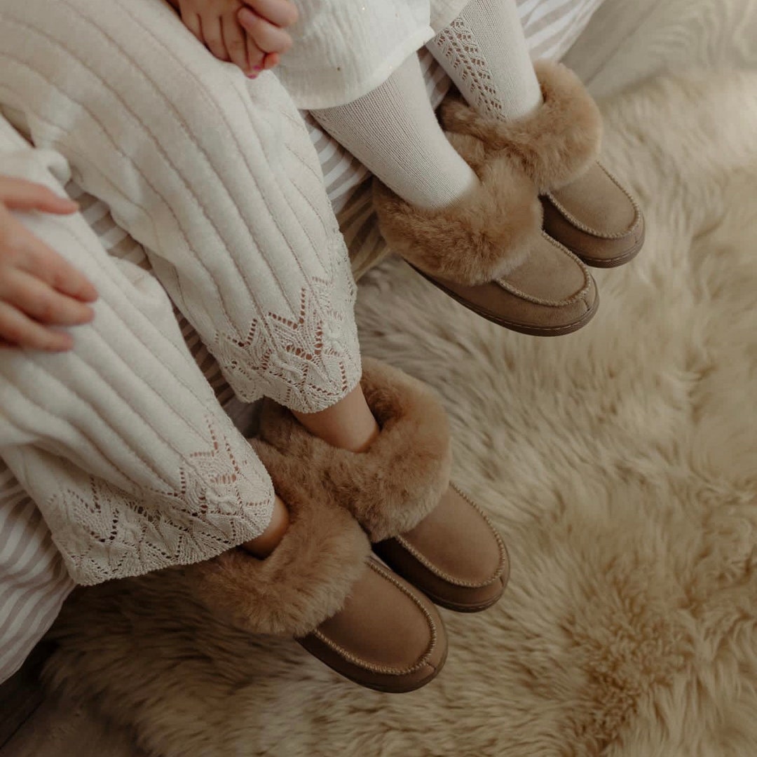 Warm Kids Sheepskin Slipper Booties 26-30, Slippers for Children Non ...