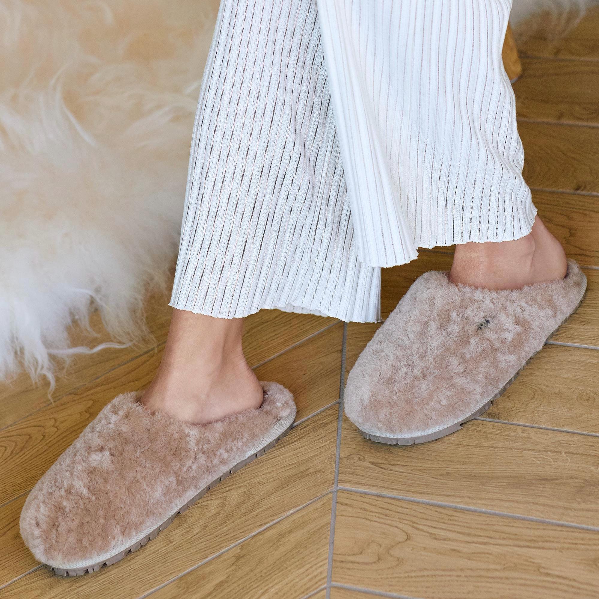 Handmade Sheepskin Mule Slippers MADISON: Women's Warm Wool Lined Shoes ...