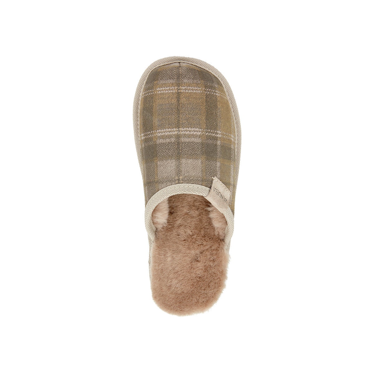 Women’s Slippers, Checkered Sheepskin Home Shoes, Olive Slip-on ...