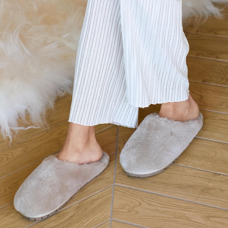 Handmade Sheepskin Mule Slippers MADISON: Women's Warm Wool Lined Shoes ...