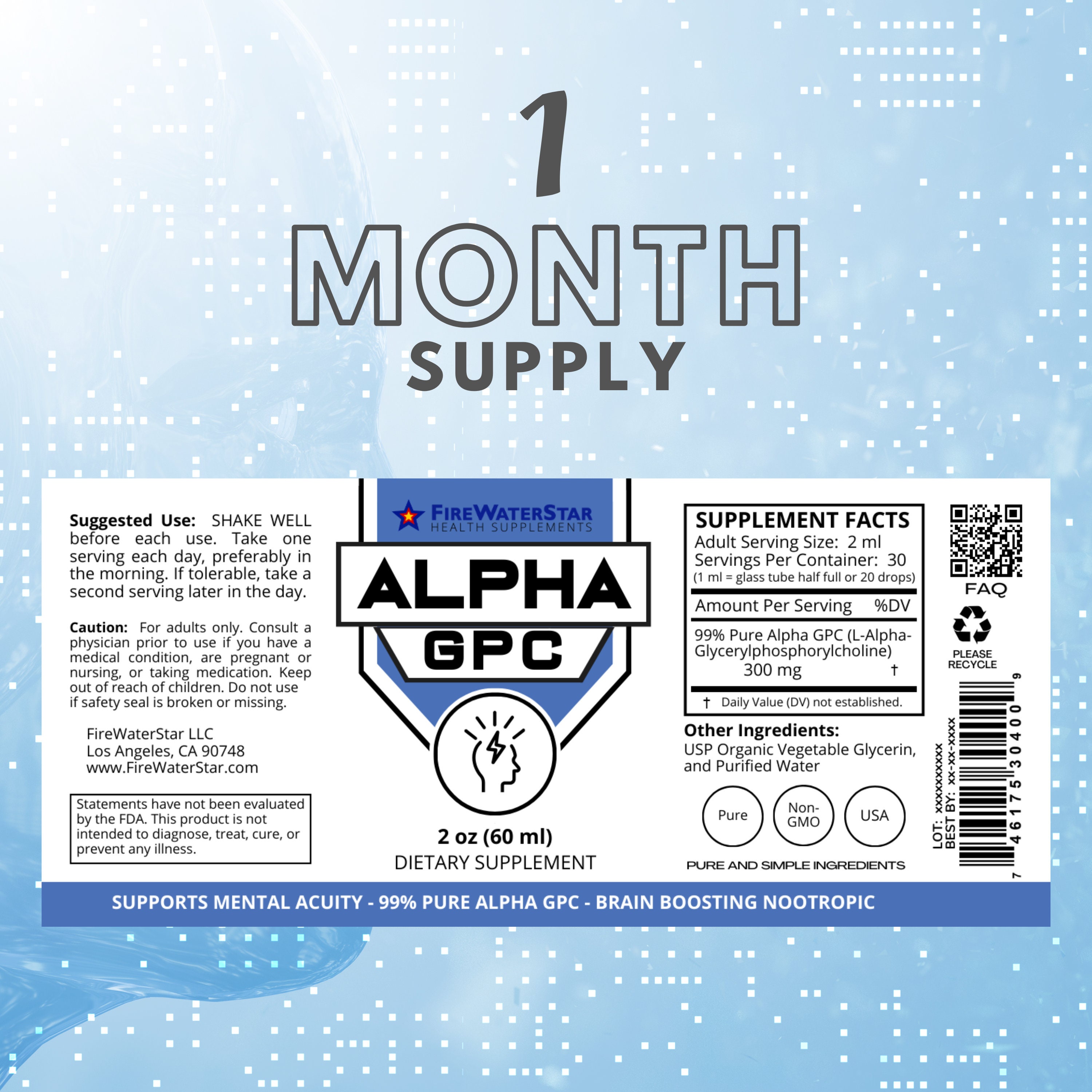 Alpha GPC Liquid Drops 99% Pure L-alpha-gpc 300mg 2oz - Etsy