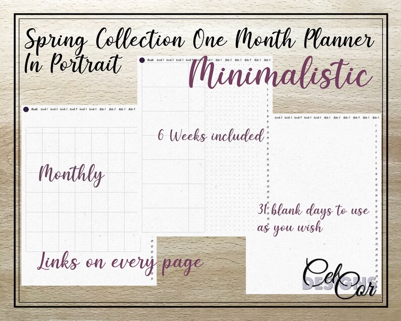 SPRING COLLECTION Undated One Month Weekly/daily Digital | Etsy