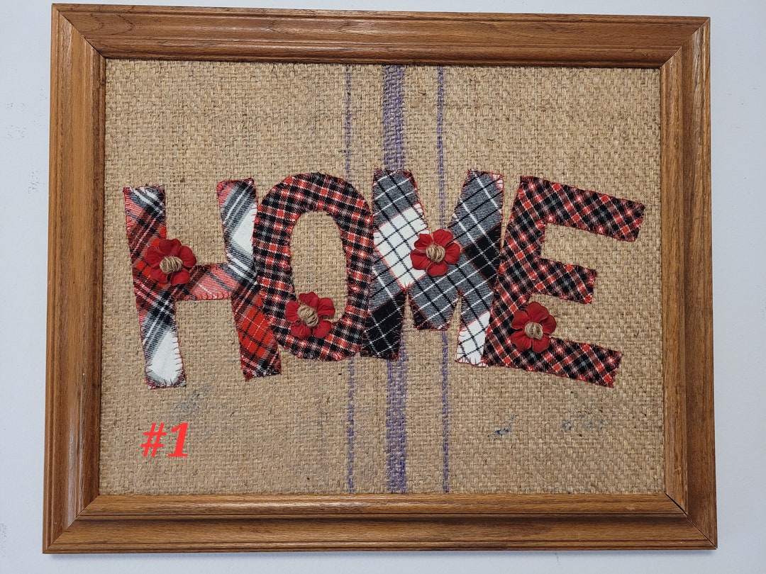 Wall Pictures Home Decor Old Frames Antique Style Burlap and Flannel ...