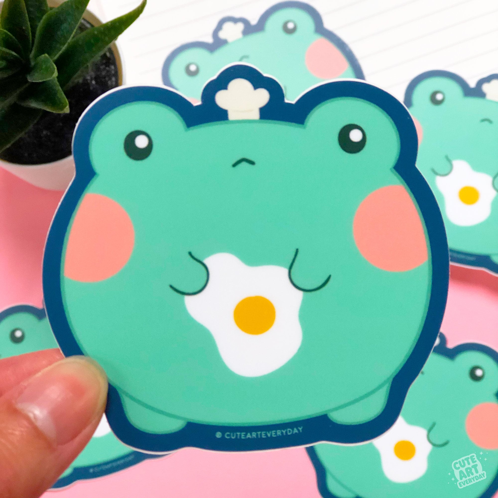 Cute Frog with Fried Egg Vinyl Sticker | Etsy