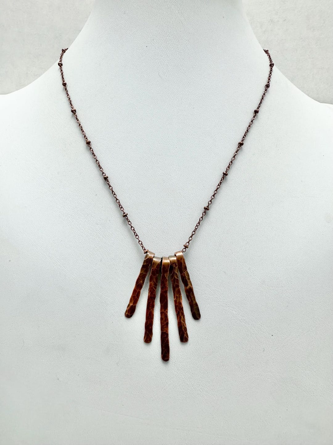 Hammered Copper Fringe Pendant Necklace, Copper Fringe Necklace, Copper ...