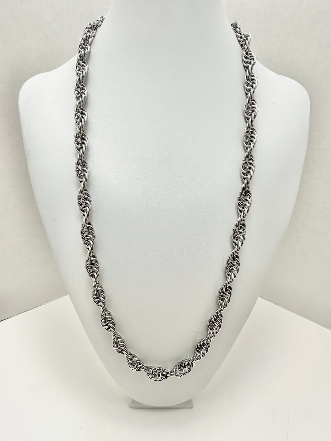 Stainless Steel Long Spiral Rope Chain Necklace, Stainless Steel Rope ...