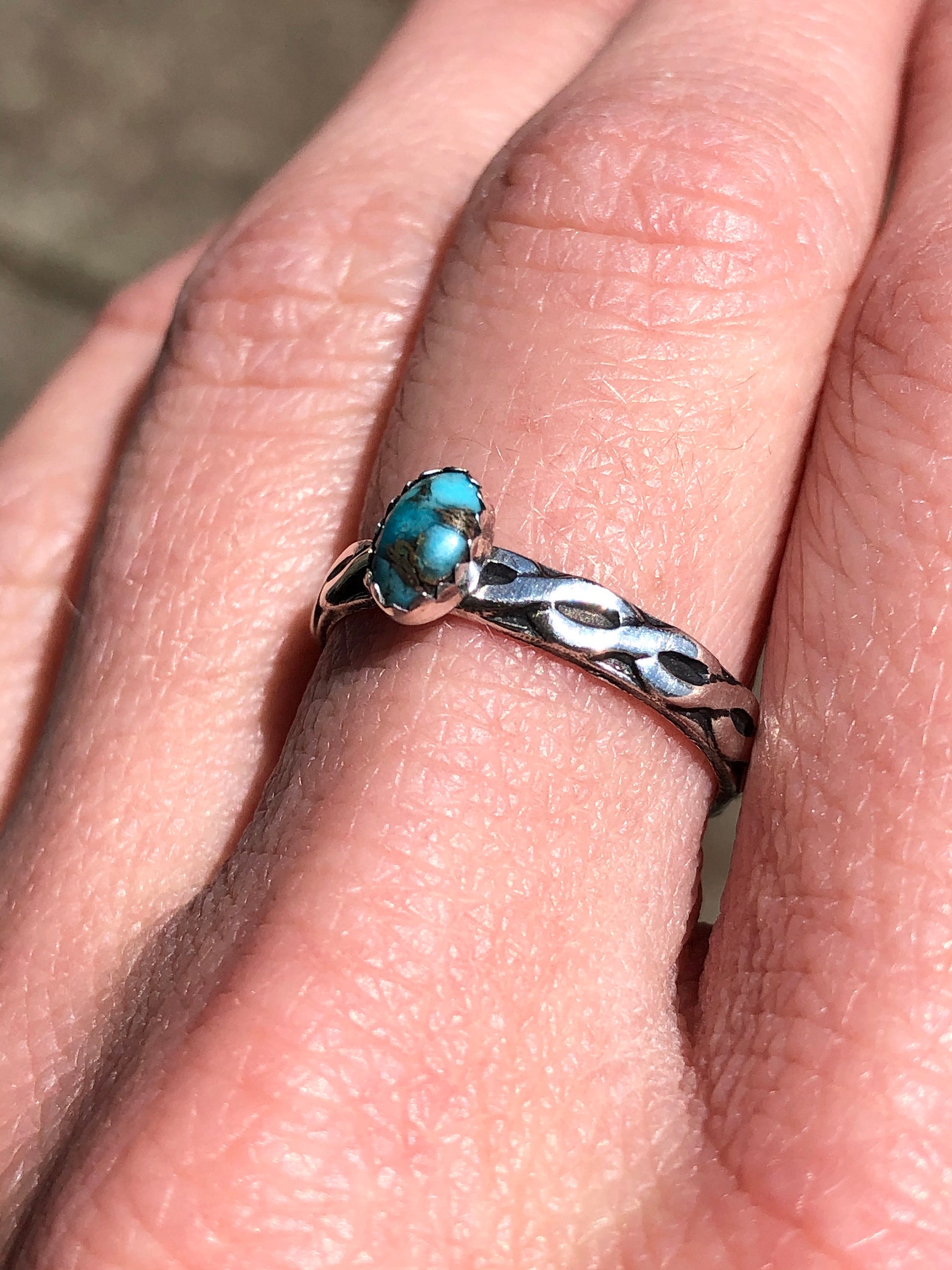 Anillo turquesa de cobre plata esterlina anillo de plata | Etsy