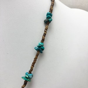 Olive Shell Necklace, Shell Heishi Necklace, Turquoise Chip Necklace ...