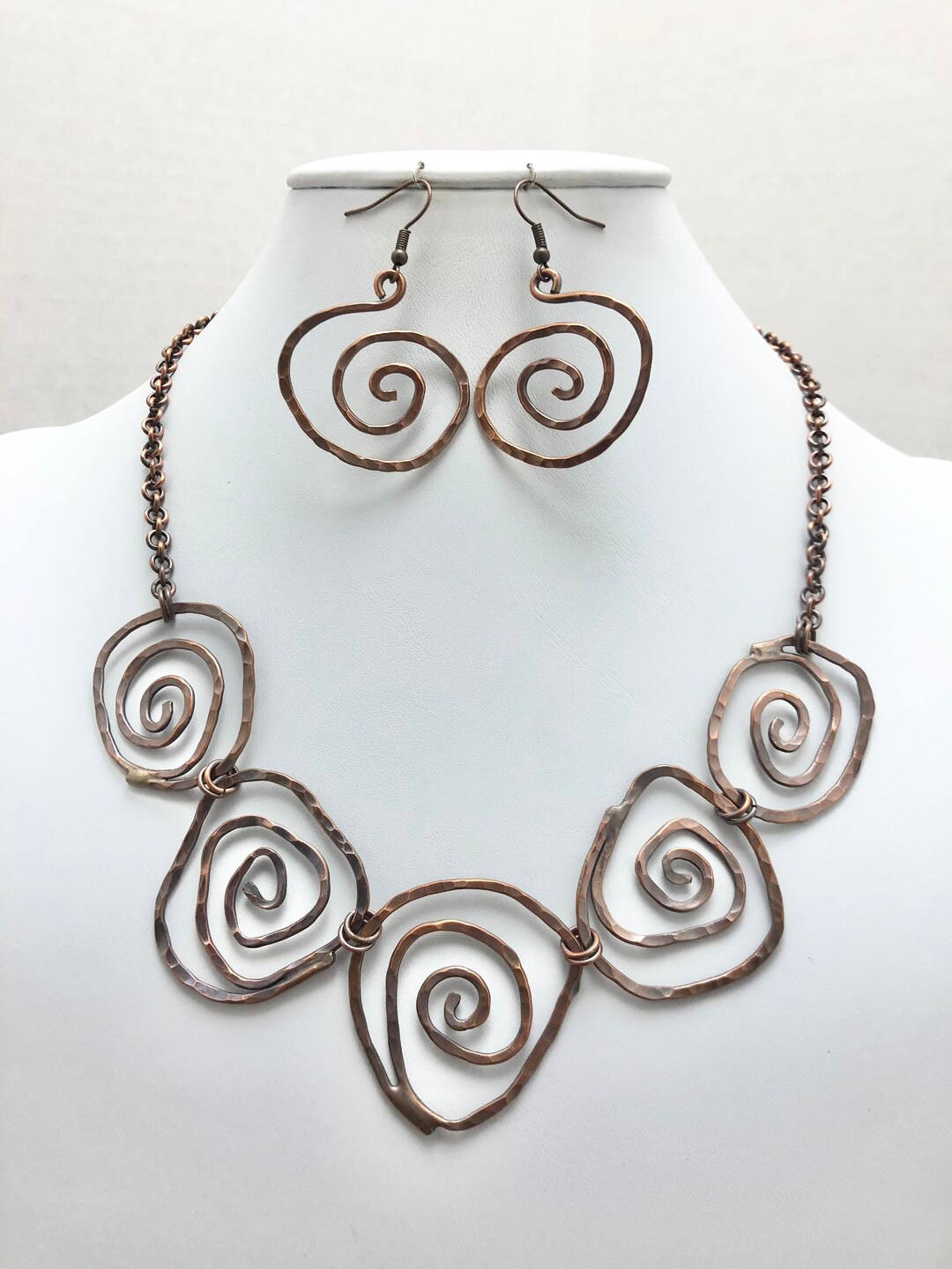 Copper Wire Spiral Necklace, Copper Bib Necklace, Copper Wire Necklace ...