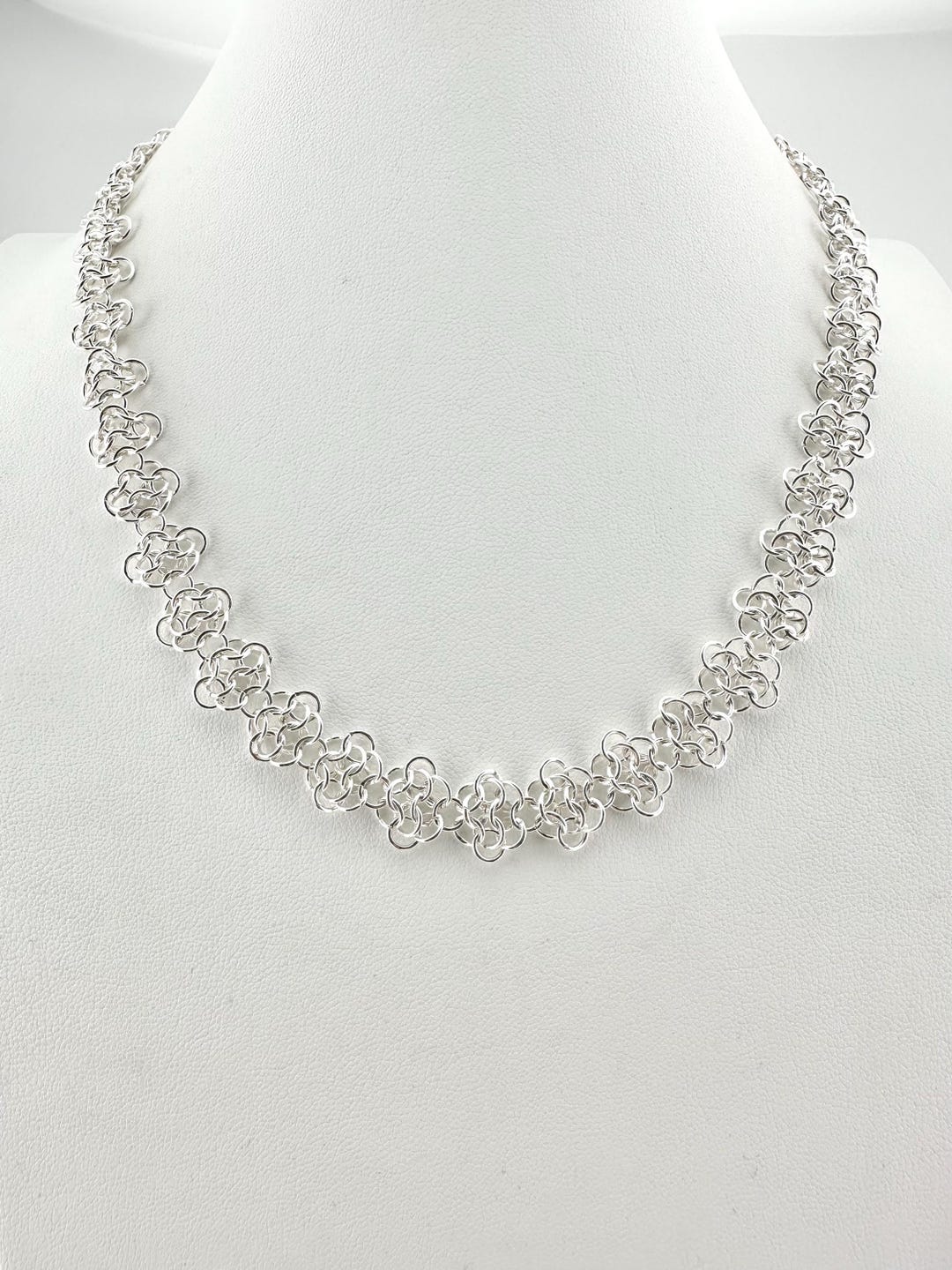 Silver Plated European 4-in-1 Chain Maille Necklace: Lacy Weave - Etsy