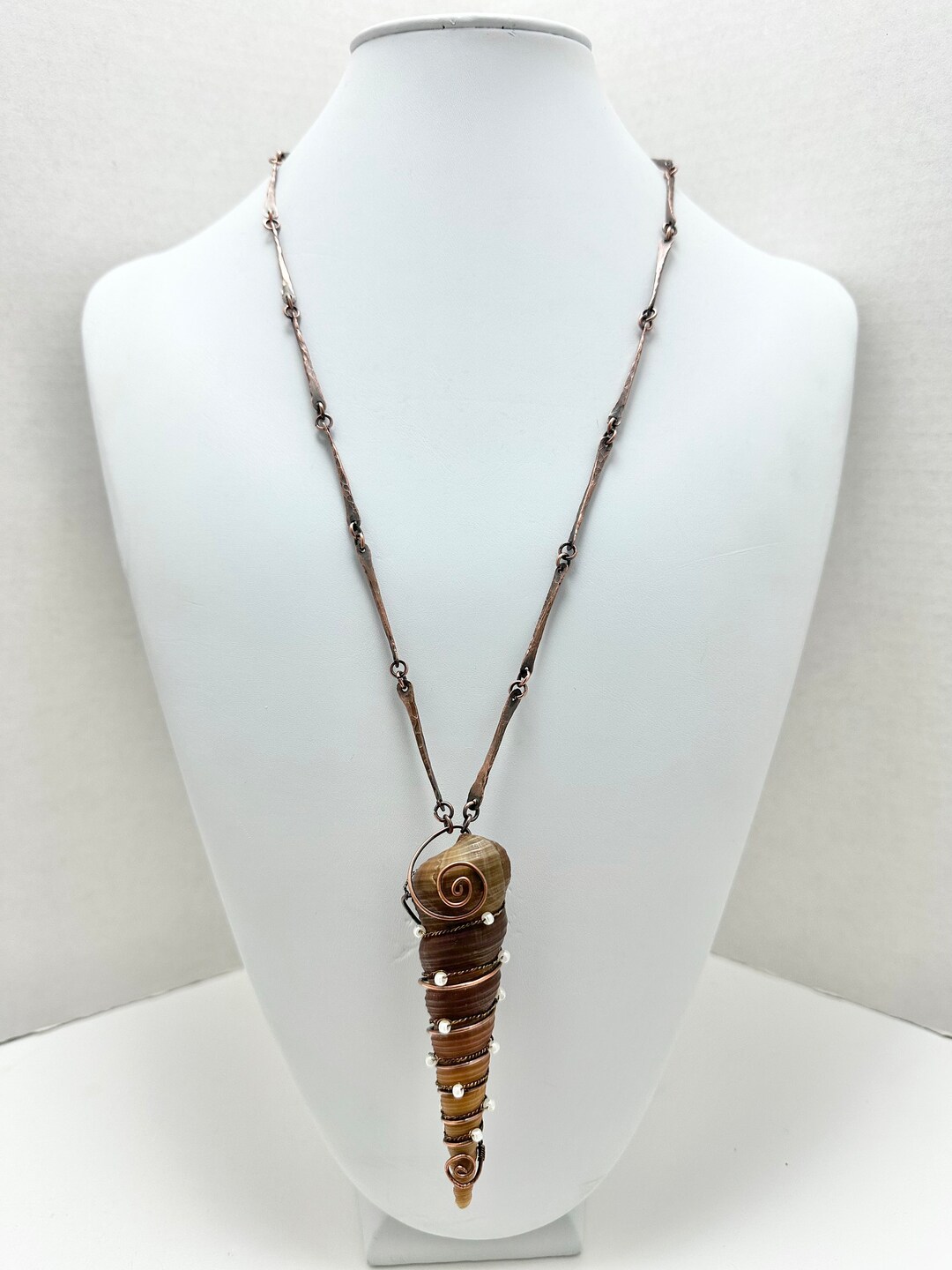 Long Auger Shell Necklace, Tower Shell Necklace Turritella Shell ...