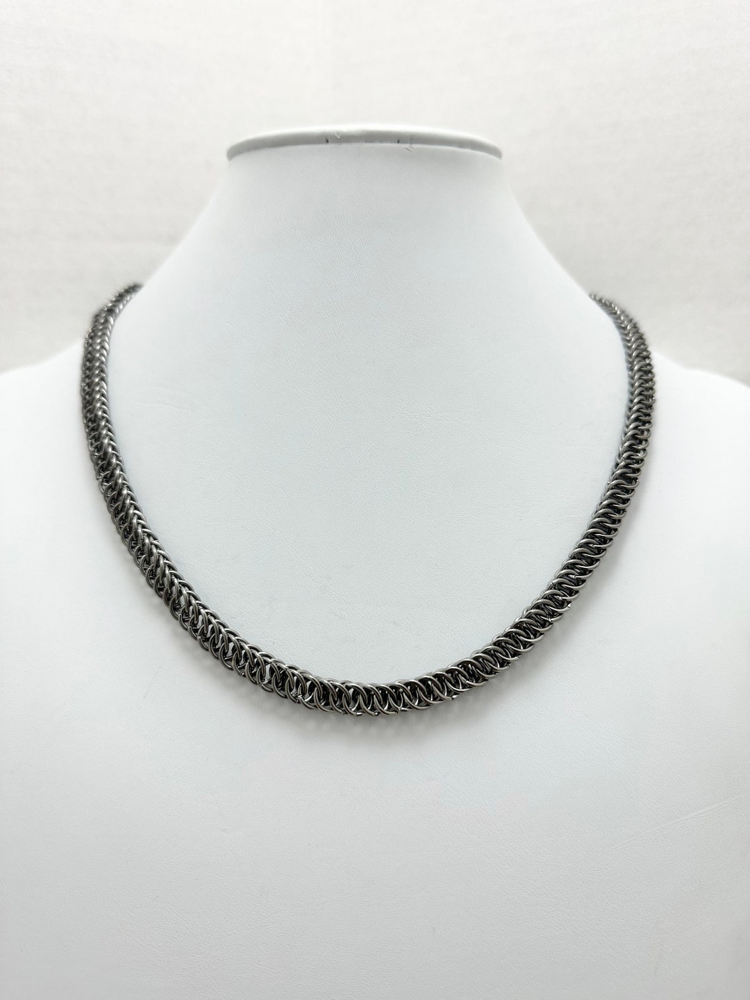 Gunmetal Half Persian Chain Maille Necklace, Gunmetal Chain, Half ...