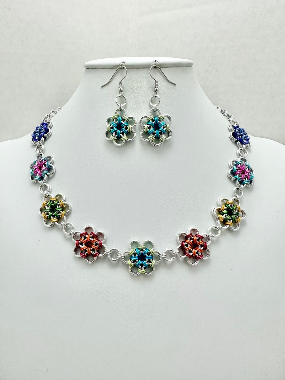 Japanese Chain Maille Flower Necklace, Japanese Chain Maille Necklace ...