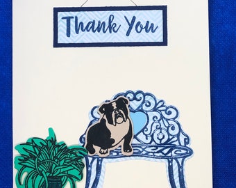 Bulldog Thank You Card | Etsy