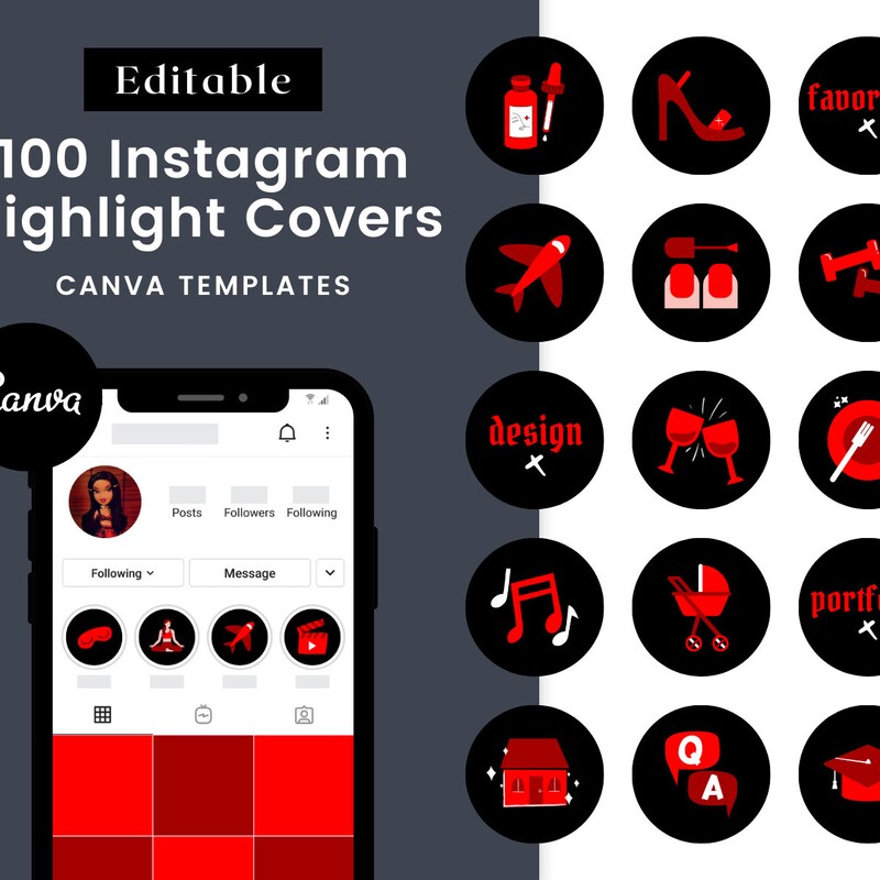 Red Instagram Highlights - Etsy