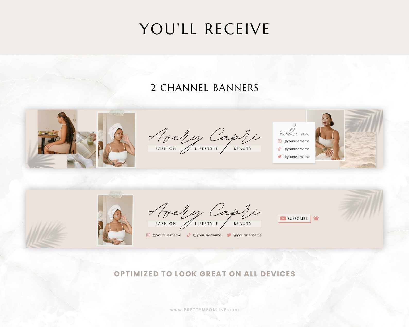 Neutral Youtube Branding Kit Editable Channel Banner Intro - Etsy