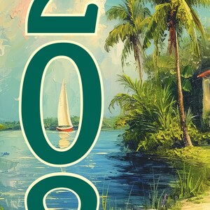 Tropical Coastal Beach Address Plaques 6x12, 3-number Designs, Vertical ...